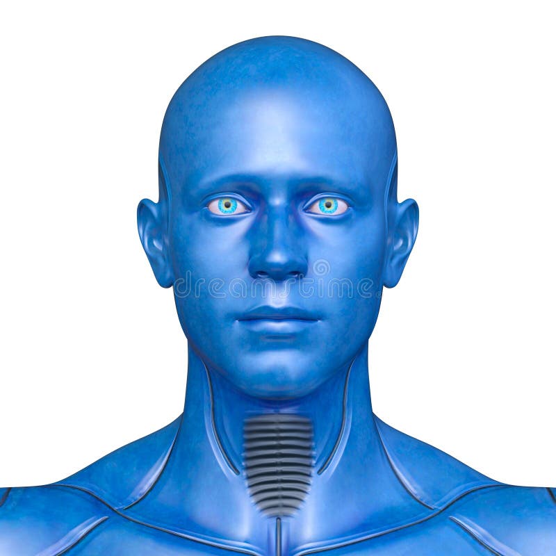 3D Rendering of a Male Cyborg S Face Close-up Stock Illustration ...