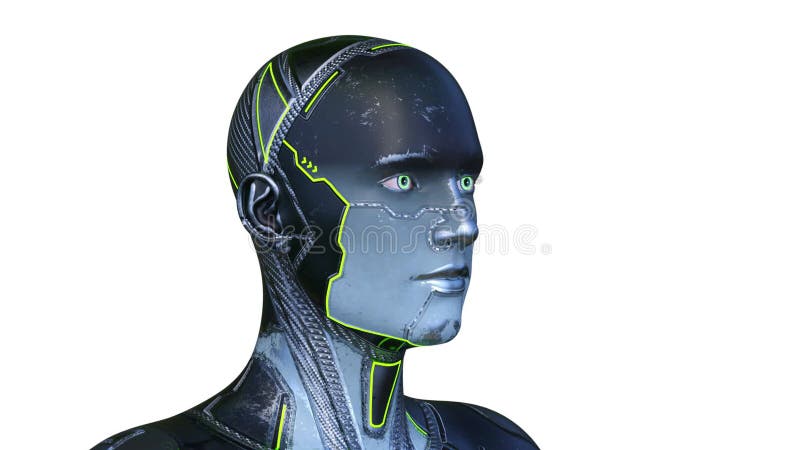 3D Rendering of a Male Cyborg S Face Close-up Stock Video - Video of ...
