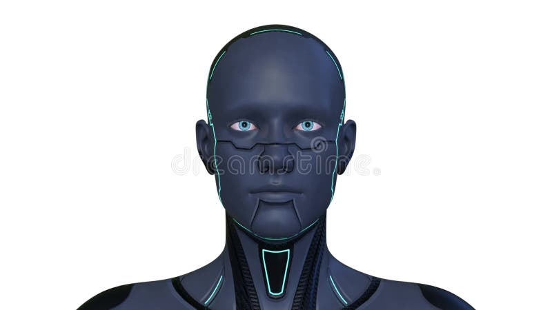 3D Rendering of a Male Cyborg S Face Close-up Stock Footage - Video of ...