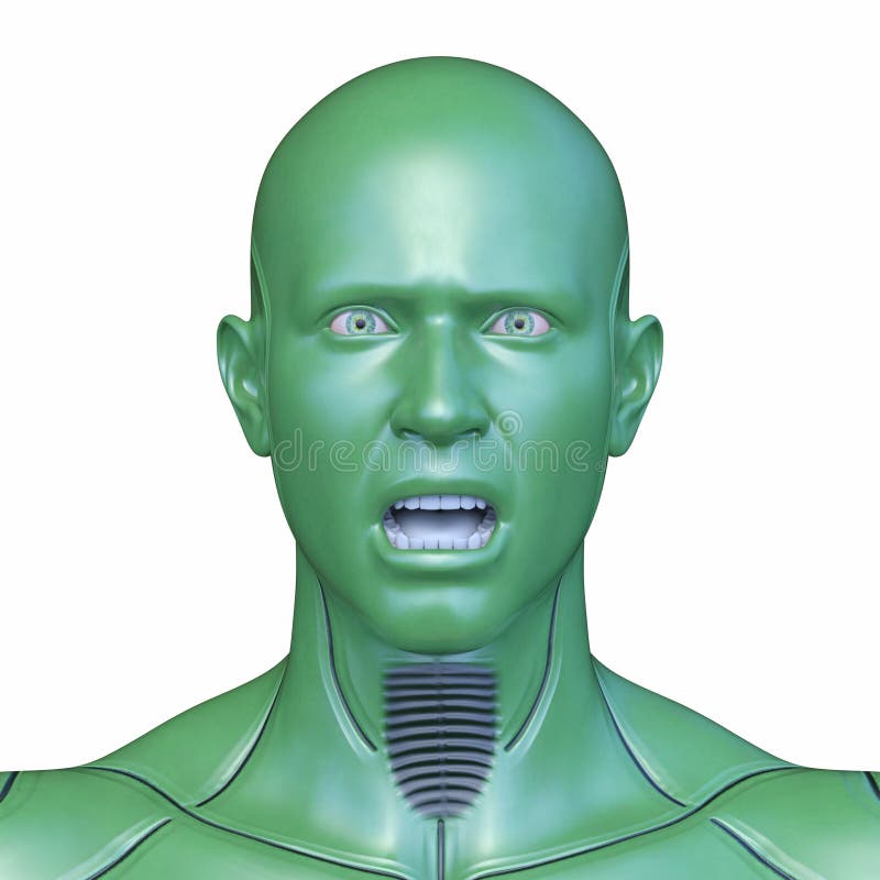 3D Rendering of a Male Cyborg S Face Close-up Stock Illustration ...