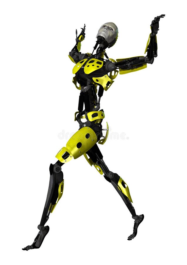 3D Rendering Dancing Robot On White Stock Illustration - Illustration ...