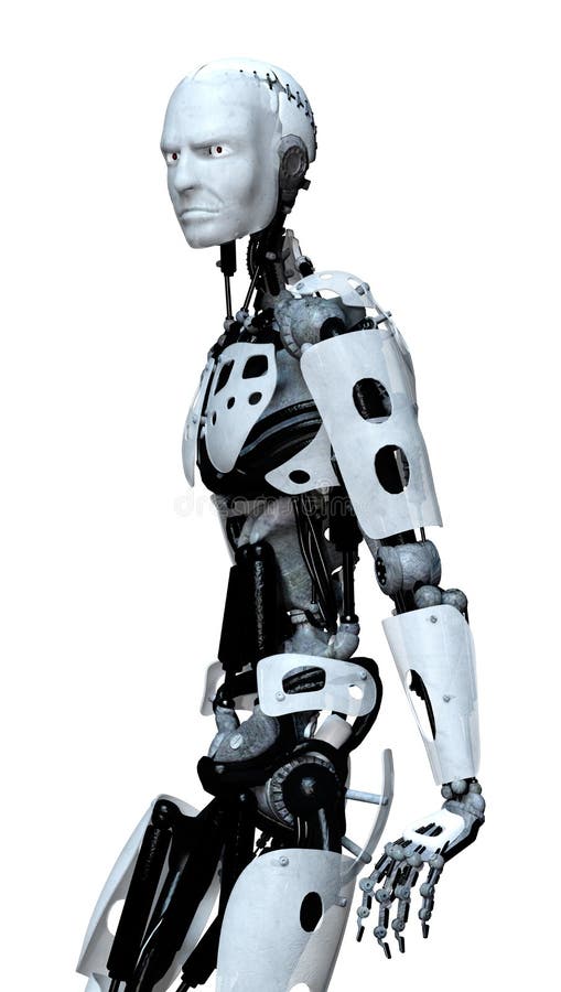 3D Rendering Male Robot on White Stock Image - Image of humanoid ...