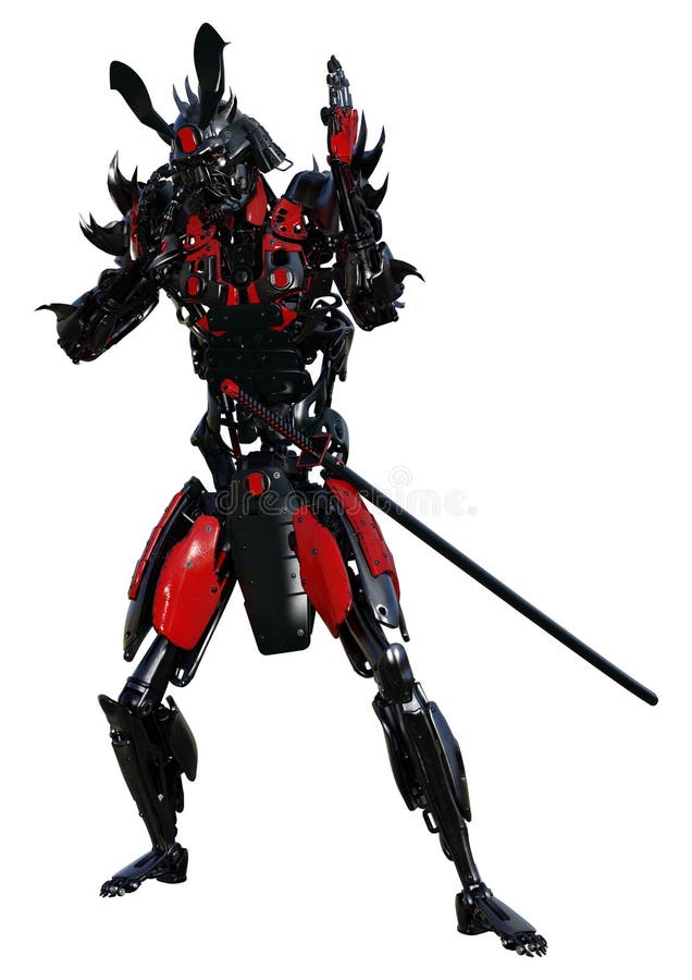 3D Rendering Male Samurai Robot on White Stock Illustration ...