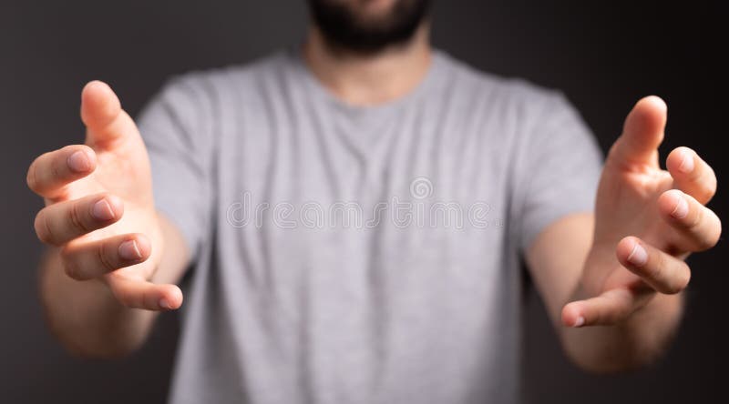 3D Rendering of Male Showing His Empty Hand Stock Image - Image of palm ...