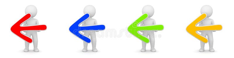 3D Rendering of Man with Arrow To the Left Stock Illustration ...