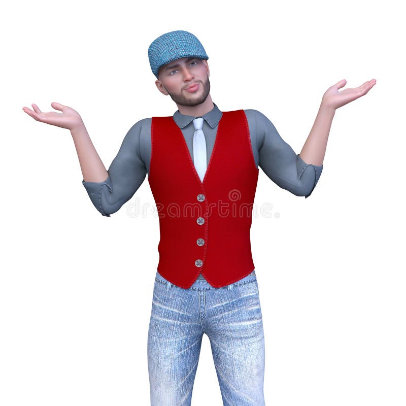 3D Rendering of a Man in with Blue Cap Stock Illustration ...