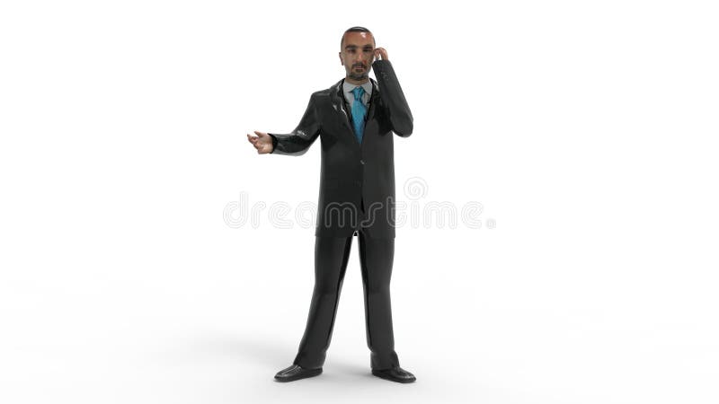 3d Rendering of a Man Calling on the Phone Isolated in White Background ...
