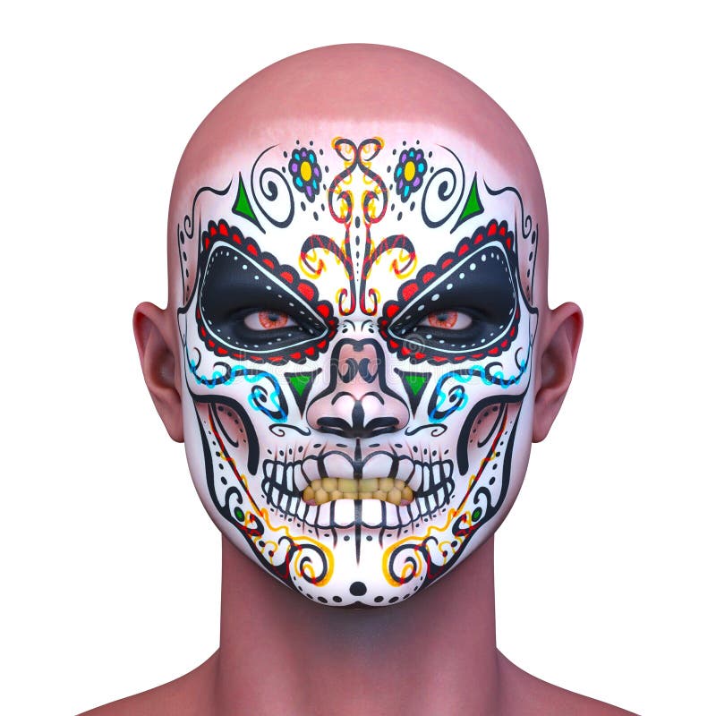 3D Rendering of a Man with Face Painting Stock Illustration ...