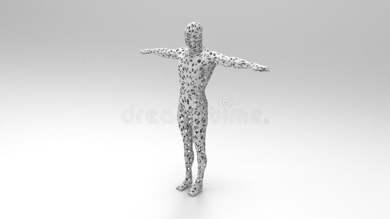 3d Rendering of a Man Human Body Build from a Mesh Texture Isolated in ...