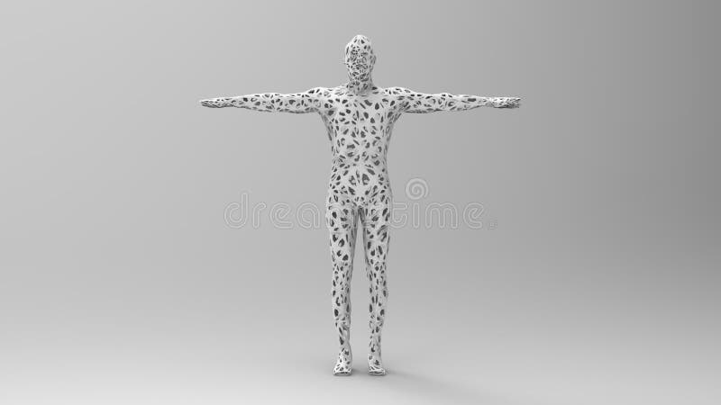 3d Rendering of a Man Human Body Build from a Mesh Texture Isolated in ...
