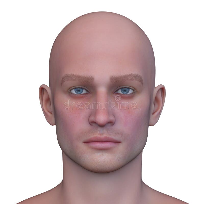 3D Rendering of a Man S Face Close-up Stock Illustration - Illustration ...