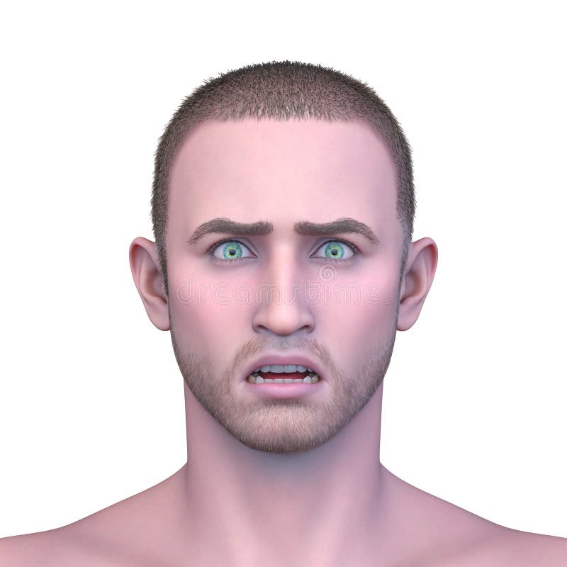 3D Rendering of a Man S Face Close-up Stock Illustration - Illustration ...