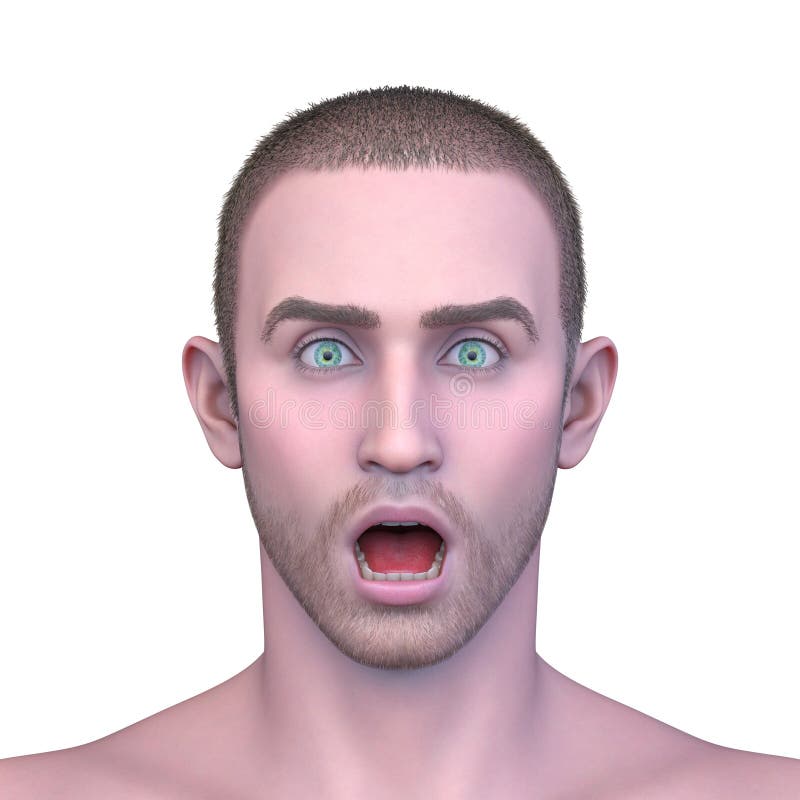 3D Rendering of a Man S Face Close-up Stock Illustration - Illustration ...