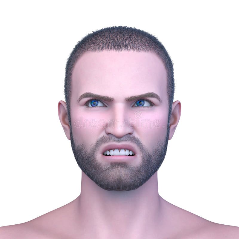 3D Rendering of a Man S Face Close-up Stock Illustration - Illustration ...