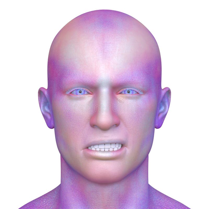 3D Rendering of a Man S Face Close-up Stock Illustration - Illustration ...