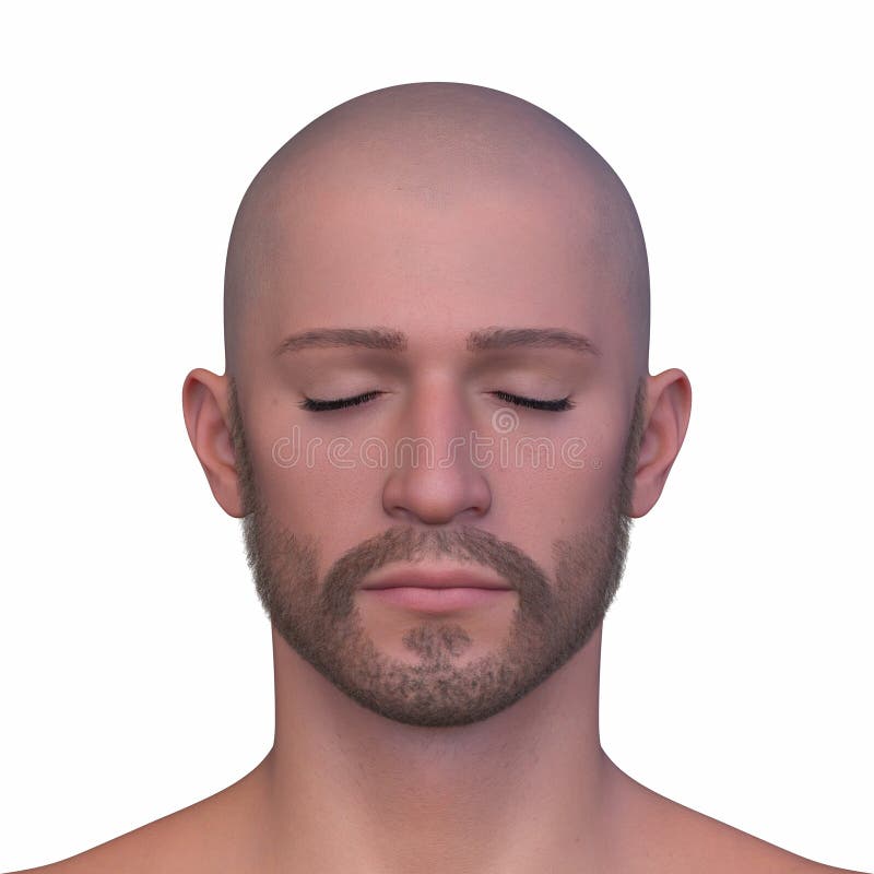 3D Rendering of a Man S Face Close-up Stock Illustration - Illustration ...
