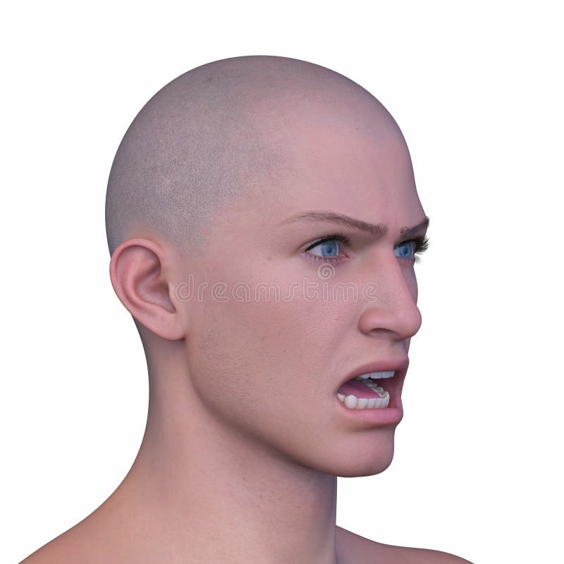 3D Rendering of a Man S Face Close-up Stock Illustration - Illustration ...