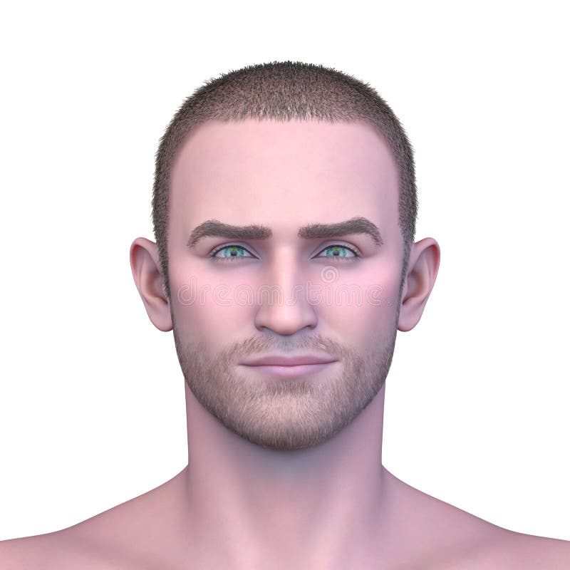 3D Rendering of a Man S Face Close-up Stock Illustration - Illustration ...