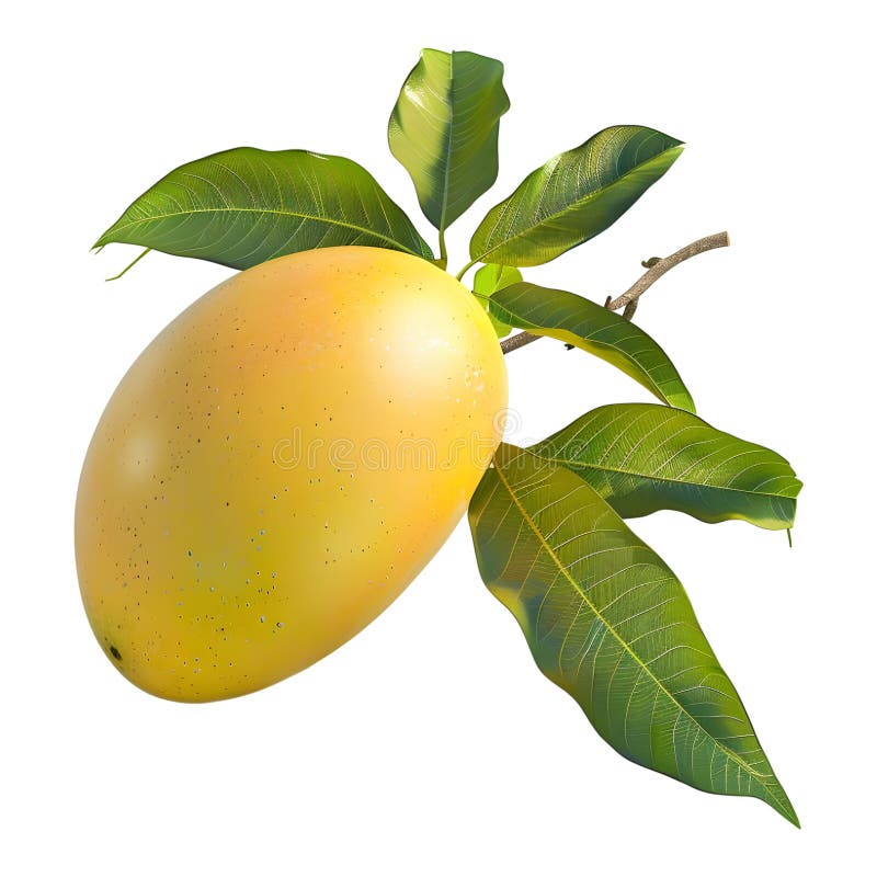 3D Rendering of a Mango with Leaves on Transparent Background - Ai ...