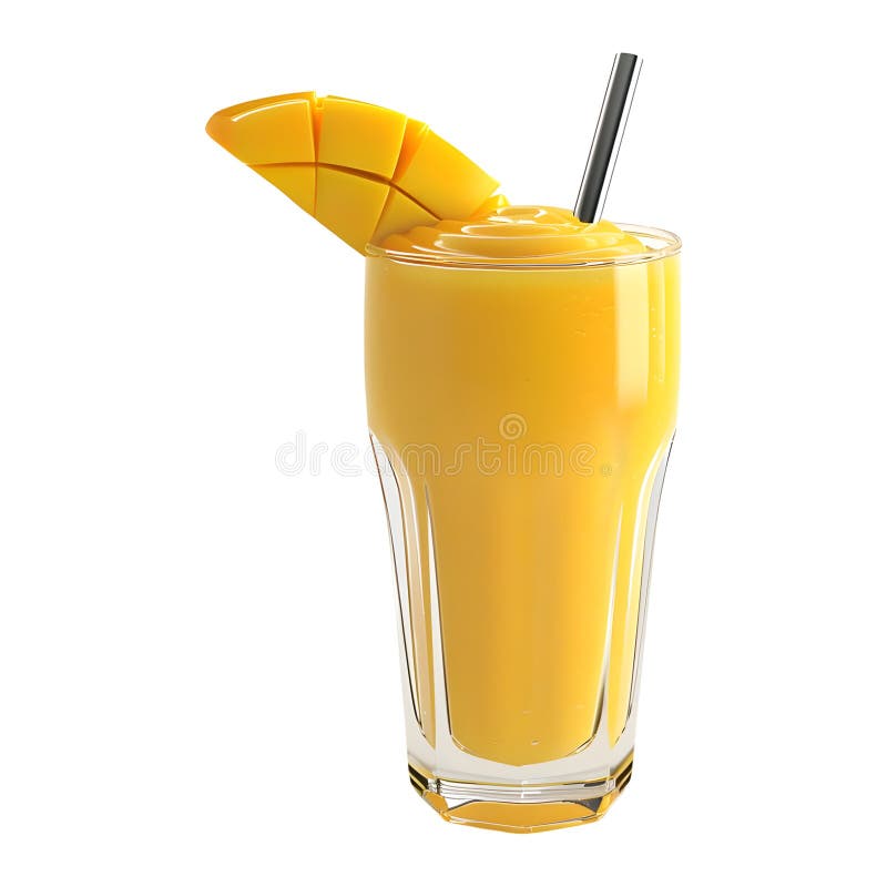 3D Rendering of a Mango Shake in a Glass on Transparent Background - Ai ...