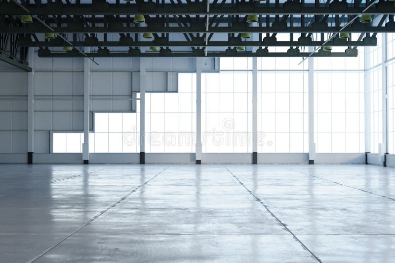 3d Rendering in Manufacturing Factory Concept, Empty Background in ...