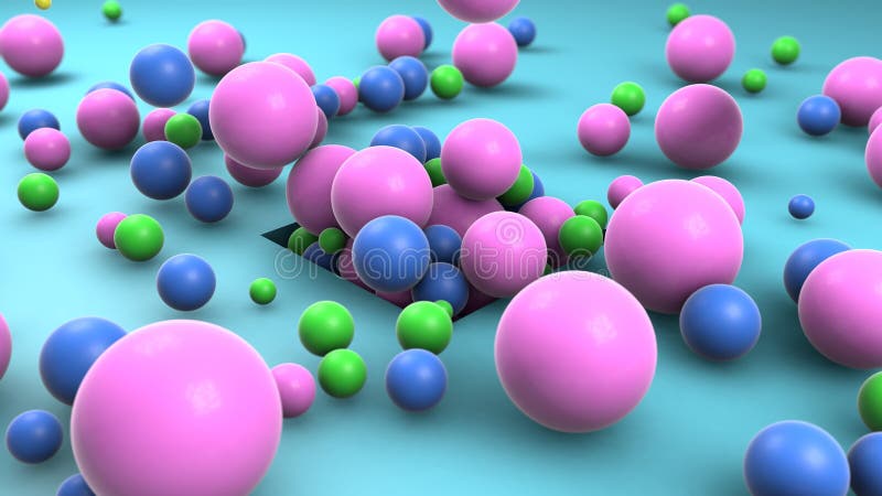 3D Rendering of Many Colored Balls Randomly Flying Out of a Square Hole ...