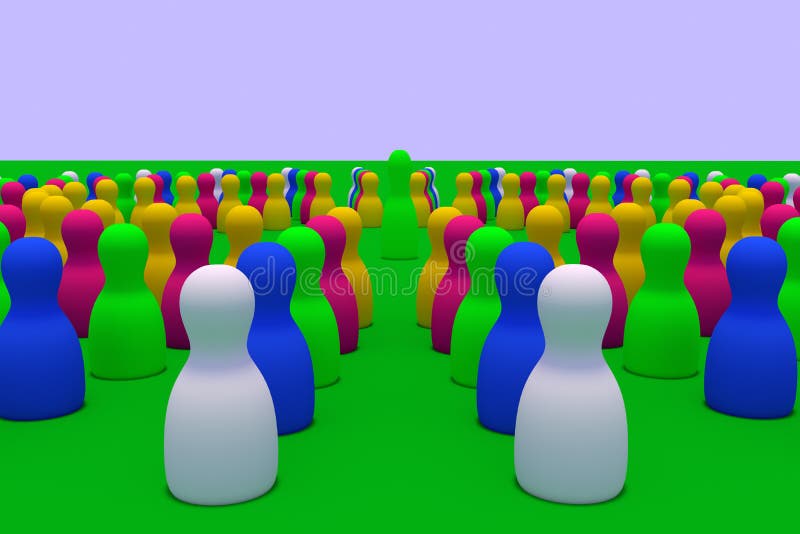 3D Rendering of Many Figures in Circular Arrangement Stock Illustration ...