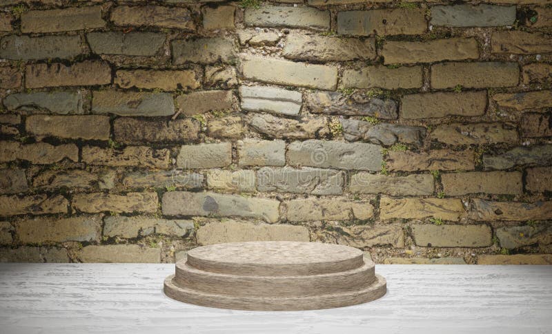 3D Rendering of a Marble Podium Under the Limelight Against a Stone ...