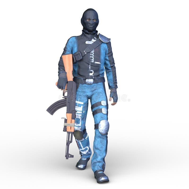 3D Rendering of a Masked Soldier Stock Illustration - Illustration of ...