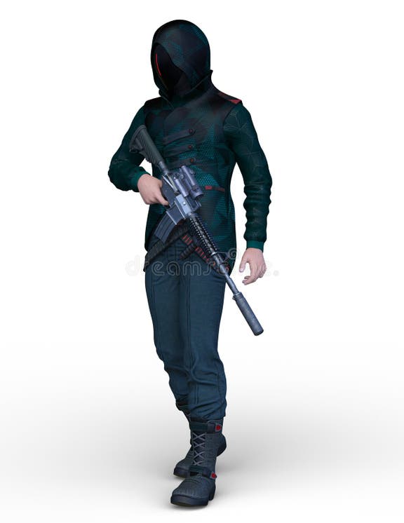 3D Rendering of a Masked Soldier Stock Illustration - Illustration of ...