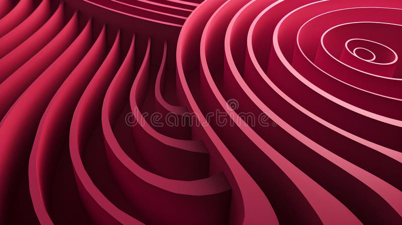 Abstract Background of a Curved Maze in Burgundy Colors. 3D Render ...