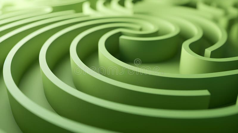 Abstract Background of a Curved Maze in Green Colors. 3D Render Stock ...