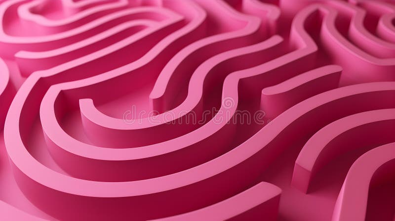 Abstract Background of a Curved Maze in Magenta Colors. 3D Render Stock ...