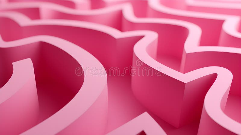Abstract Background of a Curved Maze in Pink Colors. 3D Render Stock ...