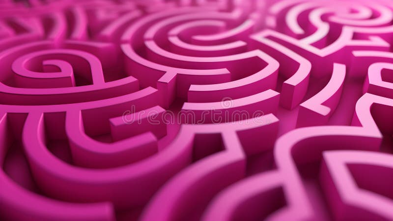 Abstract Background of a Curved Maze in Pink Colors. 3D Render Stock ...