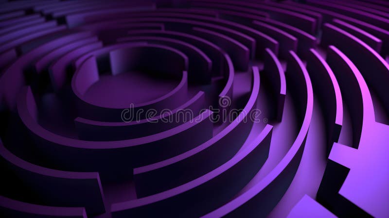 Abstract Background of a Curved Maze in Purple Colors. 3D Render Stock ...