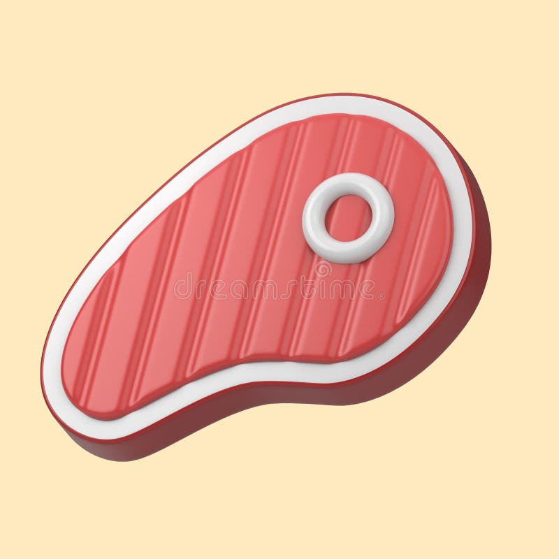 3d Rendering of Meat Steak Icon Isolated on Cleare Background. Stock ...