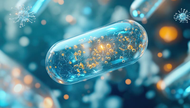 3d Rendering of Medical Capsule and Transparent Cell in a Digital ...