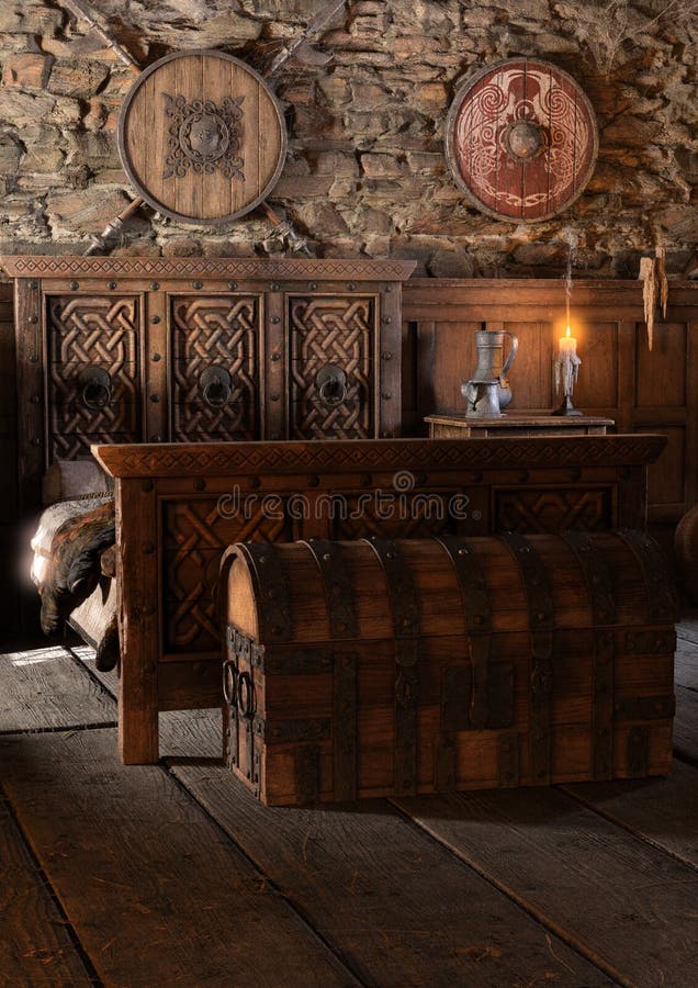 3D Rendering Medieval Bedroom Stock Illustration - Illustration of ...