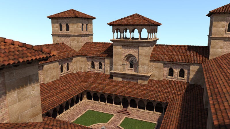 3D Rendering Medieval Castle Stock Illustration - Illustration of ...