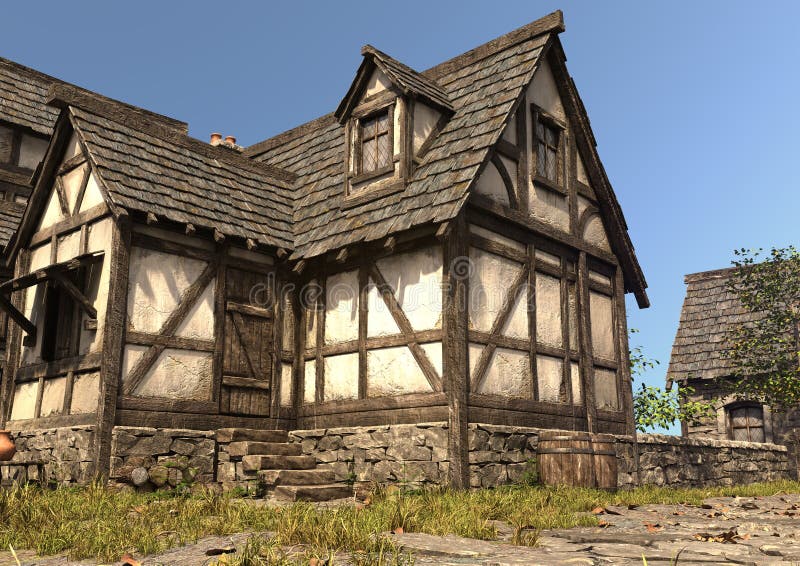 3D Rendering Medieval Street Stock Illustration - Illustration of ...