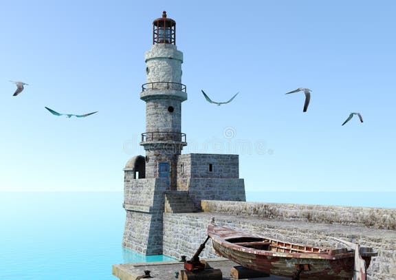 3D Rendering Mediterranean Seashore Stock Illustration - Illustration ...