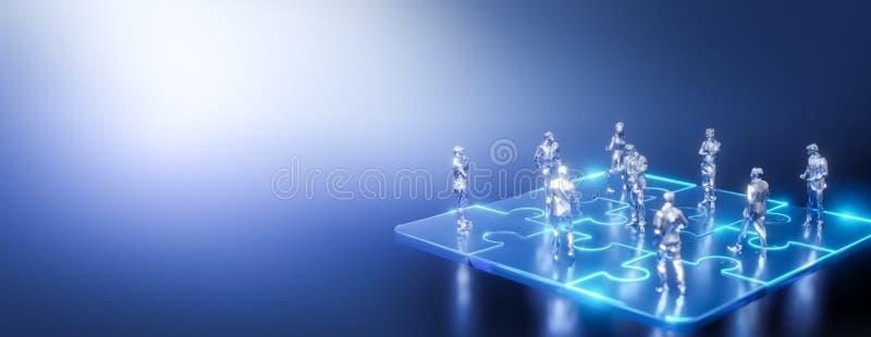 3d Rendering Meeting Jigsaw Teamwork Copy Space Stock Illustration ...