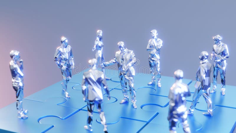 3d Rendering Meeting Jigsaw Teamwork Stock Illustration - Illustration ...