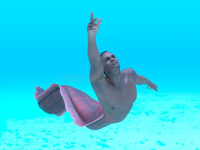 3D rendering of a merman stock illustration. Illustration of cute ...