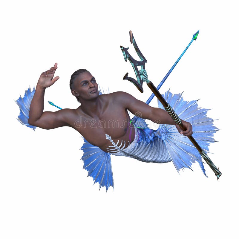 3D rendering of a merman stock illustration. Illustration of cute ...