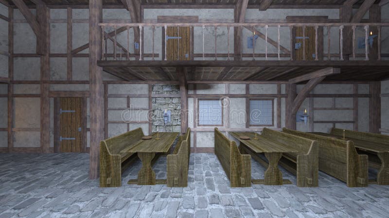 3D Rendering of the Mess Hall Stock Illustration - Illustration of ...