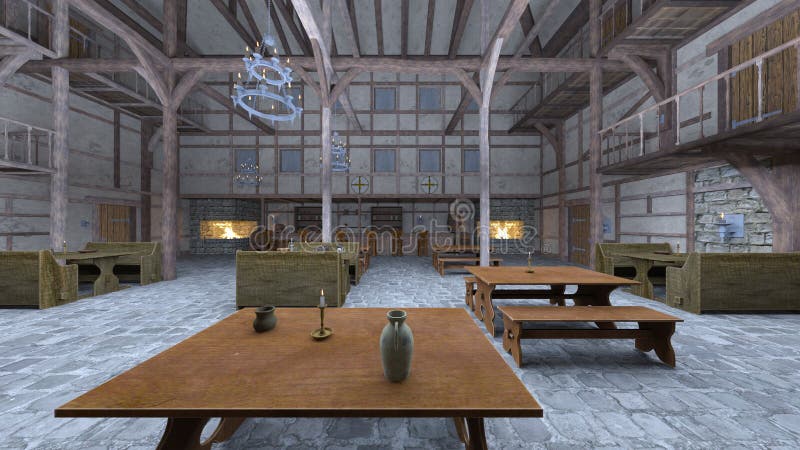 3D Rendering of the Mess Hall Stock Illustration - Illustration of ...