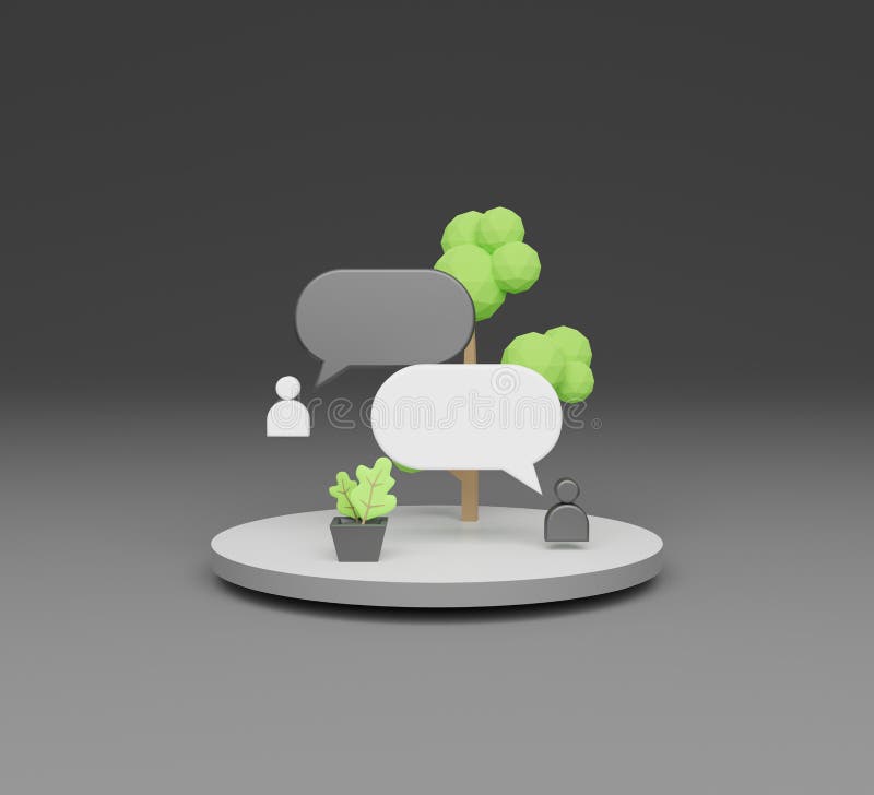 3D Rendering Message Alert Chat Box Illustration Stock Illustration ...