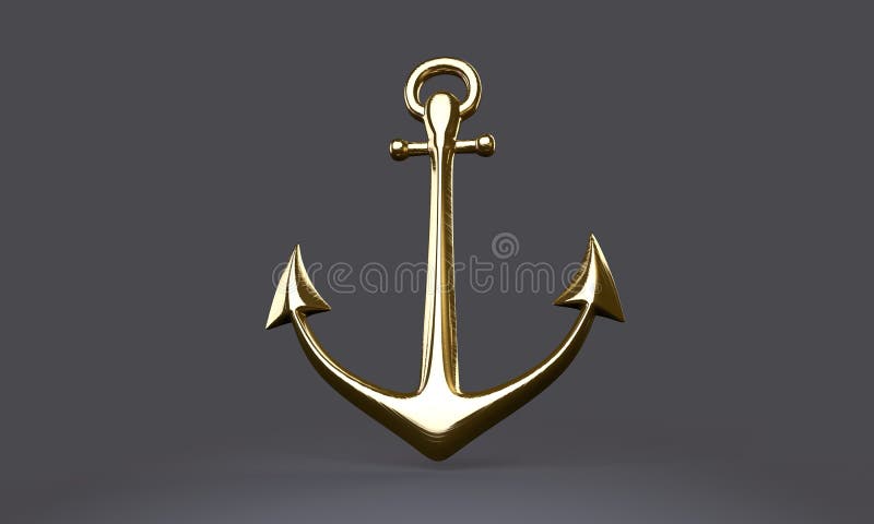 Anchor of gold metal stock vector. Illustration of ocean - 79480642